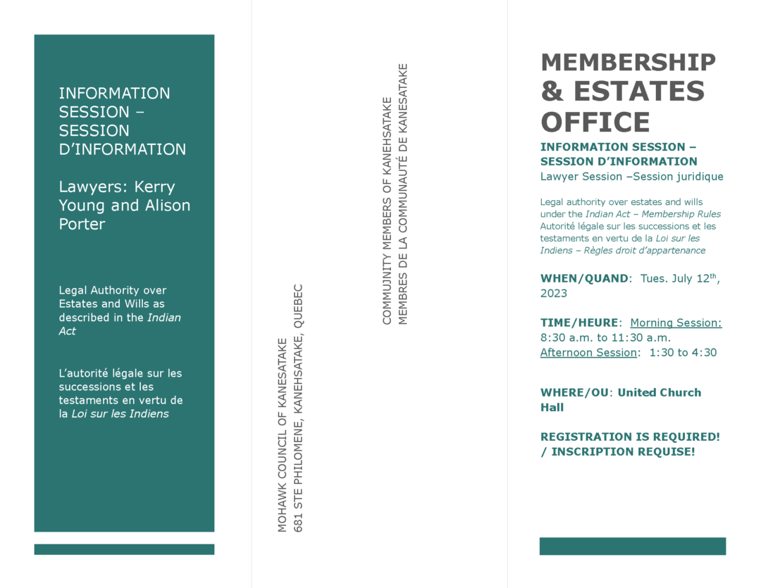Estates Information Sessions | Mohawk Council of Kanesatake